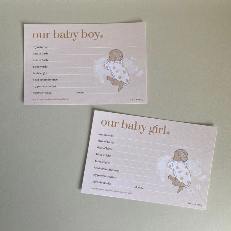 Our baby birth card- The Name Nest – Lunaroo.com.au